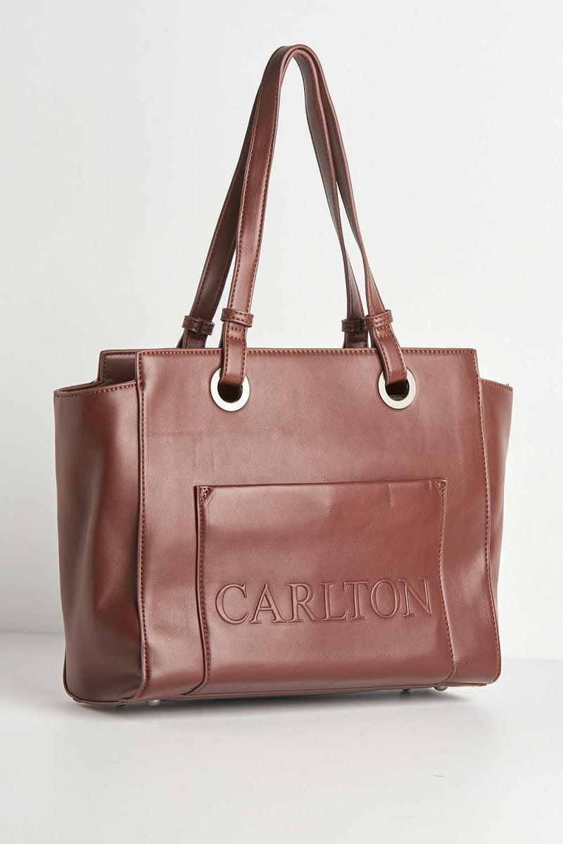 Tiff Front Pocket Detail Tote Back in Chocolate – Miss Diva