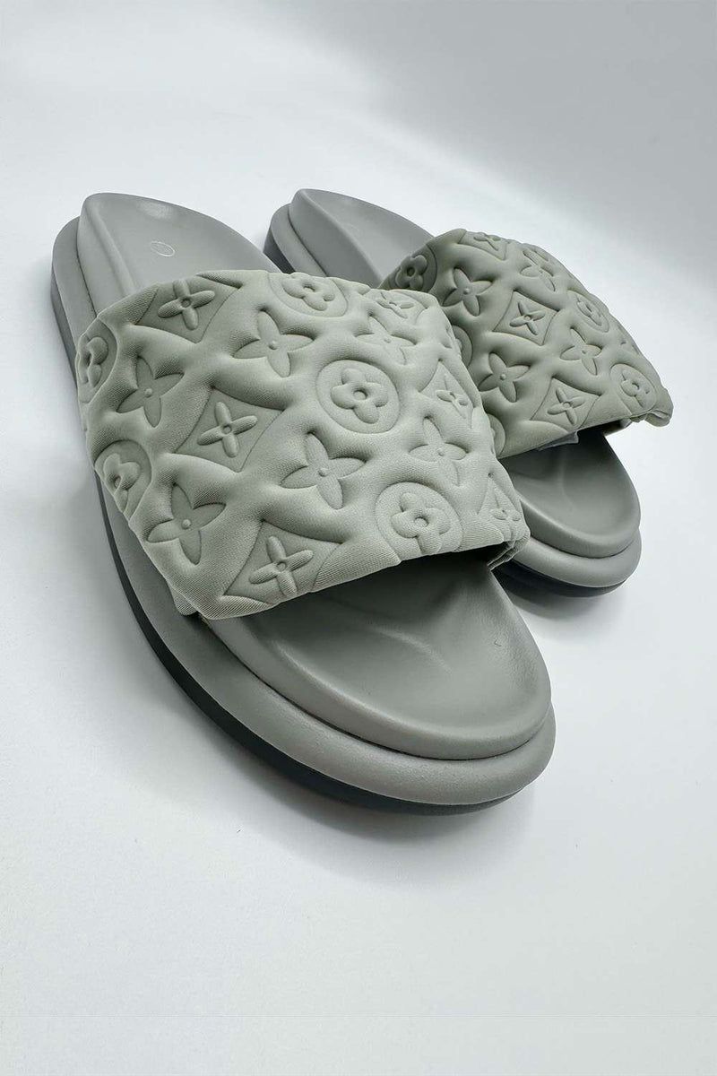 Cornie Patterned Band Sliders in Grey – Miss Diva