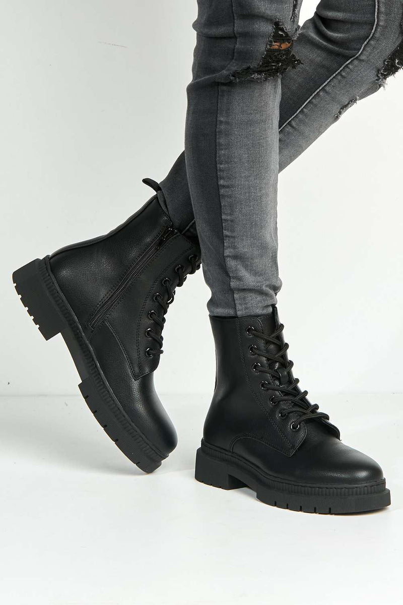 Challinor Lace-up Ankle Boot in Black Matt – Miss Diva